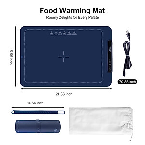 Silicone Food Warming Mat,3 Temperature Set Food Warmer with Child Lock,Quick Heating of Surface,Anti-Scald of Back,Portable Warming Trays for Party,Food Warmer Mat for Thawing,Drying,Fermentation