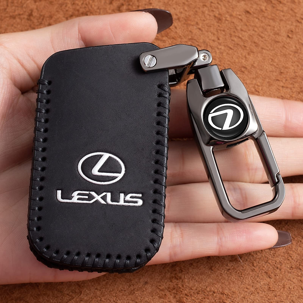 Compatible with Lexus Key Fob Cover with Keychain Genuine Leather 360 Degree Protection Key Shell Case for RX ES GS LS NX RS GX LX RC LC Keyless Smart Key Fob Shell,Keychains Accessories,black1