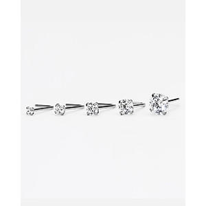 FANSING 5pcs 22g Surgical Steel Nose Rings Studs 1.5mm 2mm 2.5mm 3mm 4mm CZ Diamond Nose Studs Cubic Zirconia Nose Stud Silver L Shaped Nose Studs for Women Nostril Piercing Jewelry 22 Gauge