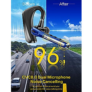 GPEESTRAC Bluetooth Headset [Upgraded] Active Noise Cancelling Bluetooth Headphones, Bluetooth Earpiece CVC8.0 Dual-Mic Hands-Free V5.0 Comfortable Earbud