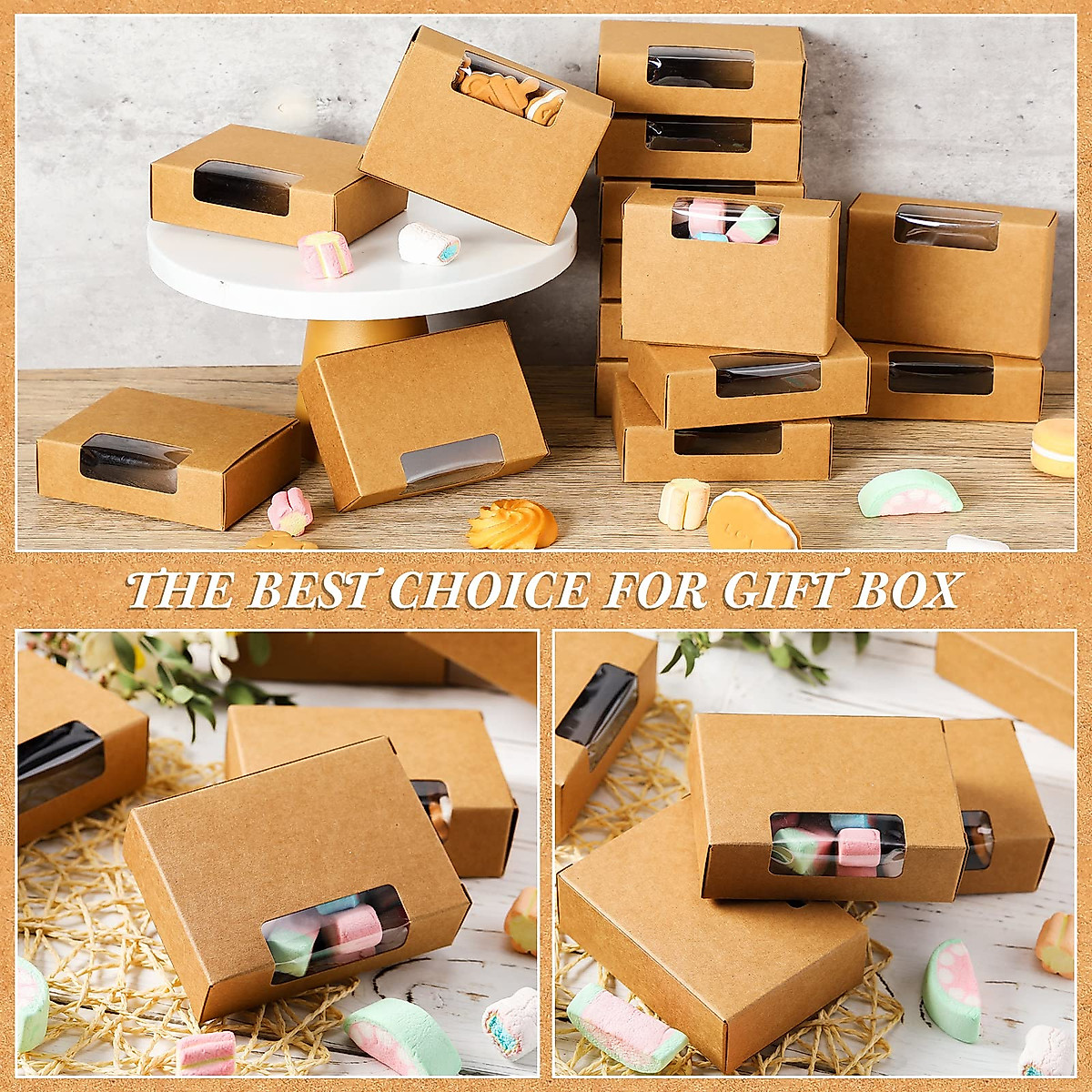 30 Pieces Soap Packaging Boxes Kraft Soap Boxes with Window Rectangle Window Gift Box Homemade Soap Packaging Soap Making Supplies for Party Favor Bakery Candy Jewelry 3.54 x 2.56 x 1.18 Inch