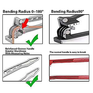 Pipe Bender 180°Tube Bender Copper Tubing Bender, Ratchet Tubing Bender for 3/8",1/4",5/16",for Copper, Brass, Aluminum and Thin Steel Pipes