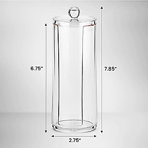 DecorRack Cosmetic Cotton Pad Holder for Vanity, Crystal Clear, Acrylic, Makeup Remover Cotton Rounds Organizer and Dispenser, Storage Display Rack with Lid