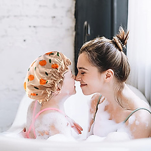 TCOTBE 3 Pcs Kids Shower Caps Rabbits Prints Double Layers Children Shower Caps PEVA Bath Hats for Kids Reusable Cartoon Animal Kids Bonnets Hair Covers for Boys and Girls