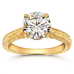 Kobelli Antique Style Style Moissanite Engagement Ring 1 1/2 CTW 14k Yellow Gold, Size 7