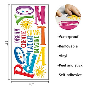 Mfault Large Playroom Rule Wall Decals Stickers, Inspirational Create Share Imagine Laugh Dream Quotes Nursery Classroom Decoration Neutral Bedroom Art, Motivational Words Toddler Kids Room Home Decor