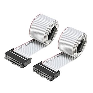 uxcell® IDC 16 Pins Wire Flat Flexible Gray Ribbon Jumper Cable 60cm 2.54mm Pitch,2pcs