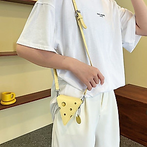 PU Coins Bag Handbag Exquisite Cheese Shape Purses Triangle Lipstick Headphone Small Crossbody Bags Yellow