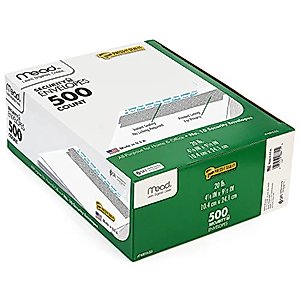 Mead Security Envelopes Self Seal #10 - Windowless Mailing Envelopes - 4 1/8 x 9.5'' - 500 Pack, (TRTAZ11A-102021-v1)