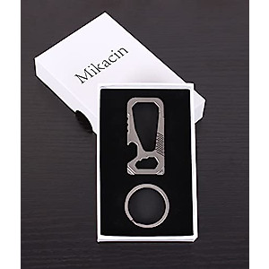 Mikacin Titanium Key Chain, Keychain with Bottle Opener, Carabiner Car Key Chains for Men and Women