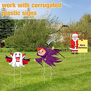 Tatuo 100 Pcs Yard Sign Stakes Heavy Duty 16.5'' Wire Yard Stakes Alternative to H Frame Metal Reusable Sign Holder for Spring Summer Lawn Corrugated Plastic