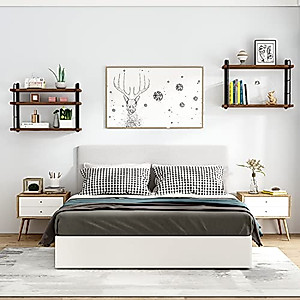 MXCSE Wall Mounted Floating Shelves - Rustic Wall Decor Wood Shelves for Bedroom, Living Room, Bathroom and Kitchen Storage, Easy Installation Hanging Shelves (5, Brown)