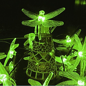 AMZSTAR Solar Powered String Lights Waterproof,19.7ft 8 Modes 30LED Dragonfly Fairy Lights Decorative Lighting for Indoor/Outdoor Home Garden Lawn Fence Patio Party (Green)