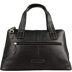 Hidesign Cerys Medium Leather Women's Satchel/Handbag/Shoulder Bag with Detachable & Adjustable Shoulder Strap (L x W x H - 15 x 5.5 x 10 inches), Black