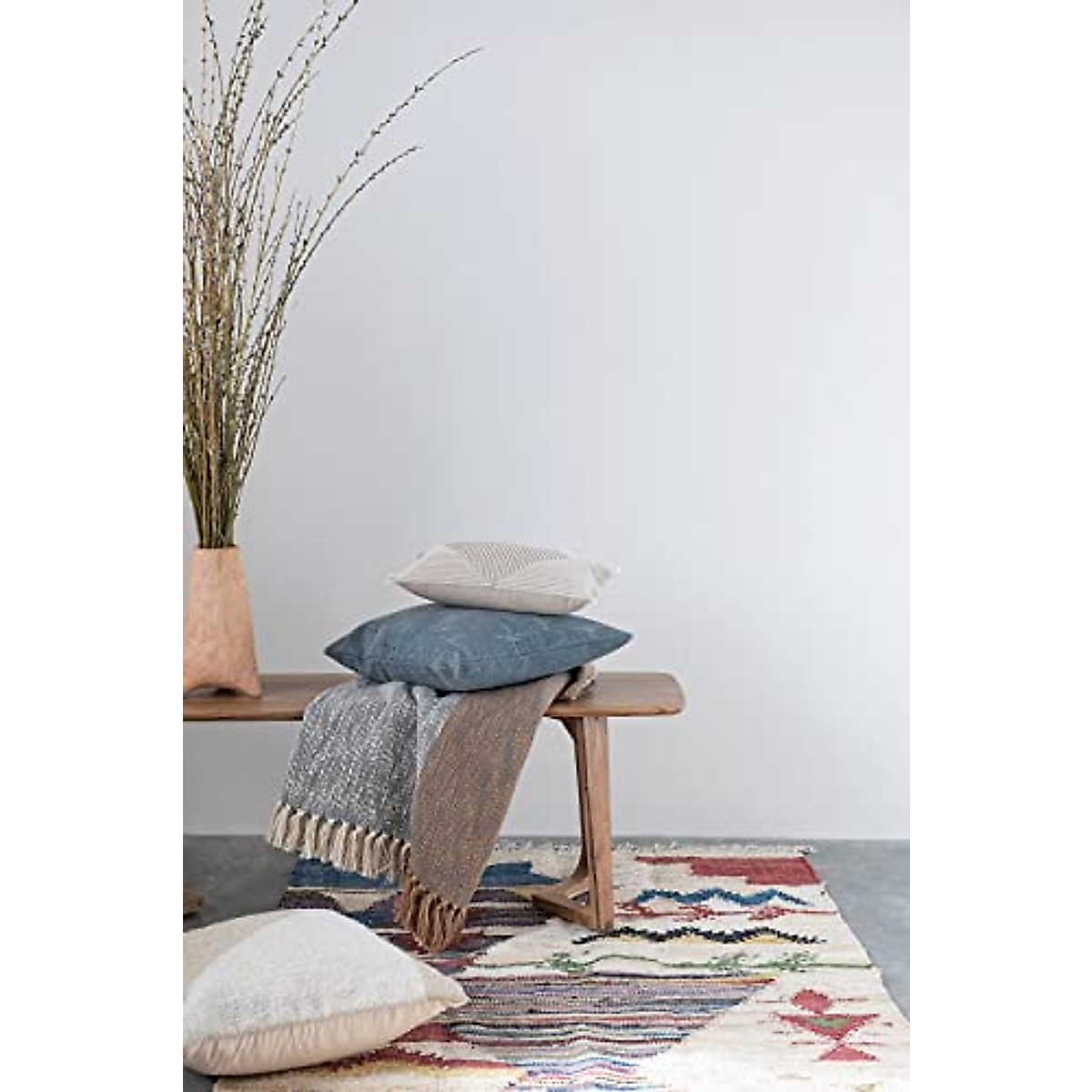 Creative Co-Op Soft and Cozy Woven Cotton Blanket with Neutral Colors and Fringe Edge Details Throw, Multicolored