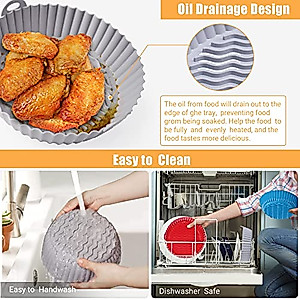 3-Pack Air Fryer Silicone Pot, Silicone gloves，8.0 Inch Air Fryer Basket, Food Grade Air Fryer Accessories, Reusable Air Fryer Liner,Easy Clean-Up for 3 to 5 QT silicone air fryer liners