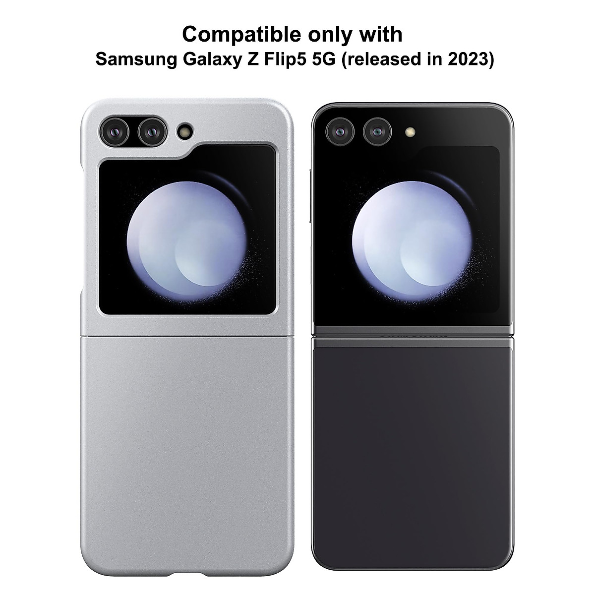 Eastcoo Slim Fit Galaxy Z Flip 5 Case, [Hard PC Back] [Frosted Feel] [Wireless Charging Support] Lightweight Shockproof Case Cover for Samsung Galaxy Z Flip5 (2023), Silver