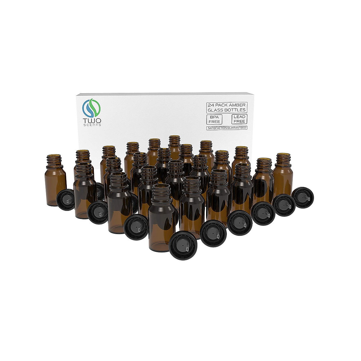 VINEVIDA Essential Oil Bottles - A set of 24 Amber glass bottles for essential oils, Aromatherapy, Perfume Samples, Mini 10 ml Glass Vials With Cap and Dropper | Complete Carrier Oil