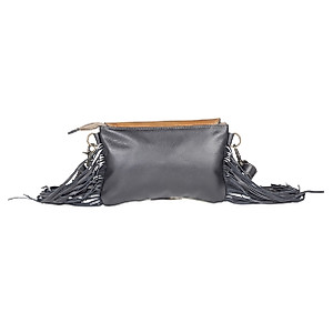 Myra Bag Women's Anam Cara Hair-On Hide Hand-Tooled Fringe Black One Size