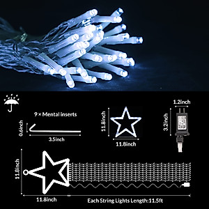 MESHUBA Star String Lights Outdoor Patio Decoration 317 LED Waterfall Christmas Tree Lights Indoor Outside Decoration Lights for Party, Yard, Garden, Holiday, Home Décor, White