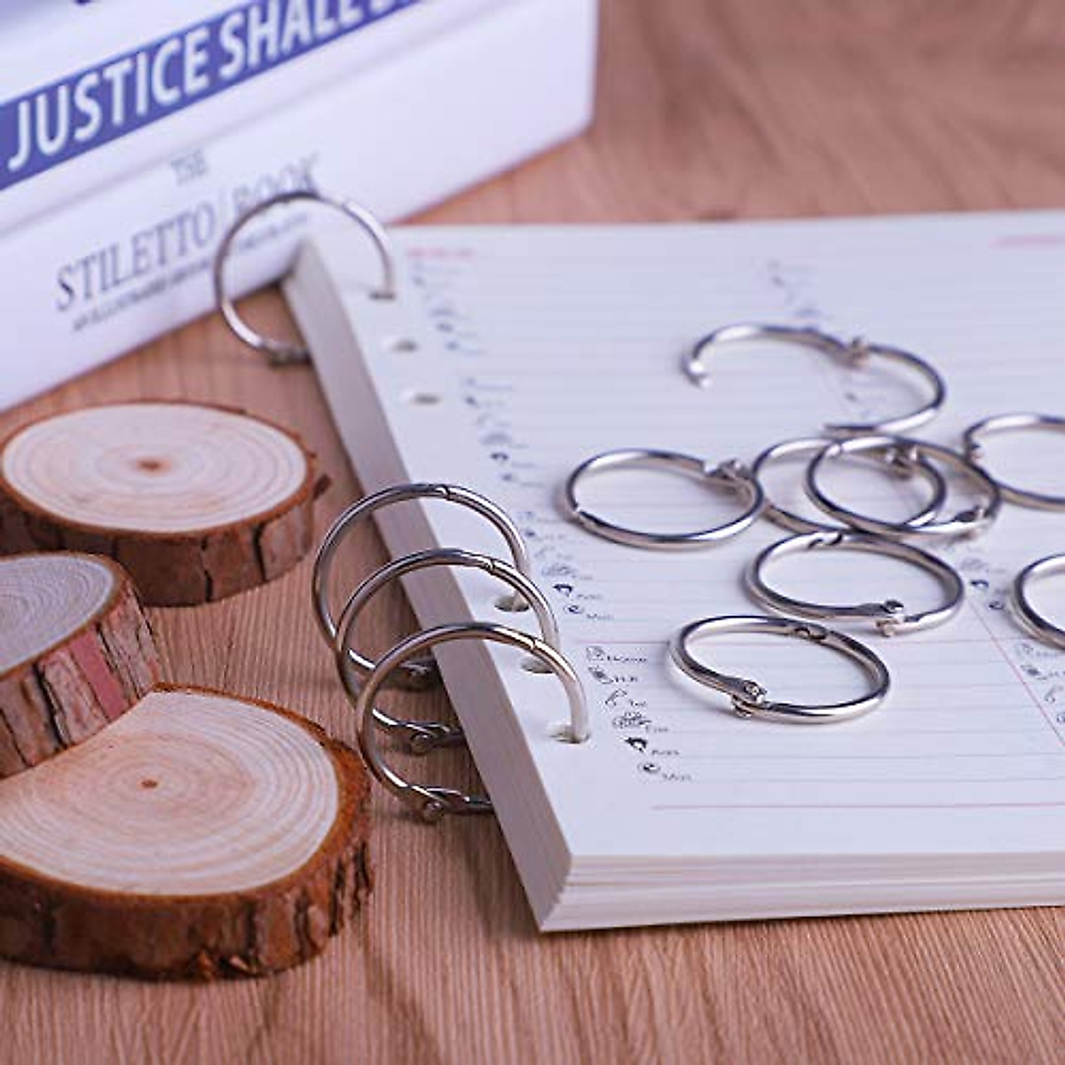 HAUTOCO 100Pcs 1.2 Inch Loose Leaf Binder Rings 30mm Silver Metal Book Rings Flash Cards Rings Keychain Key Rings for School Home Office