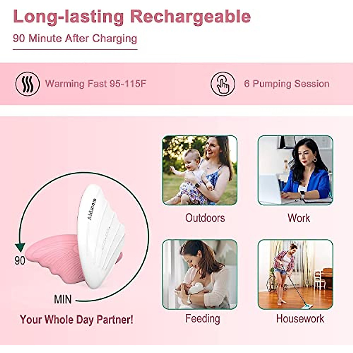 Aidmom Läctation Massager with Heat 2 Pack, Heat + Vibration 2-in-1 Postpartum Breastfeeding Essentials for Clogged Ducts, Mastitis, Improve Milk Flow, Engorgement