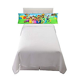 Franco Kids Bedding Super Soft Microfiber Zippered Body Pillow Cover, 54 in x 20 in, Super Mario