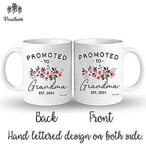 Vivulla68 Promoted To Grandparents Grandma And Grandpa 2024 Mugs, Pregnancy Announcement For Grandparents Mug Set, Grandma And Grandpa Announcement Gifts, Grandparents Baby Announcement Christmas Gift