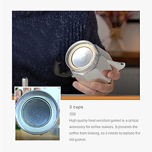 Replacement Gasket for Stovetop Espresso Coffee Makers, Food Grade Silicone Coffee Maker Cups Replacements Packing 3 Gaskets Seals and 1 Filter for Coffee Pot Compatible with Moka Espresso(3 Cup)