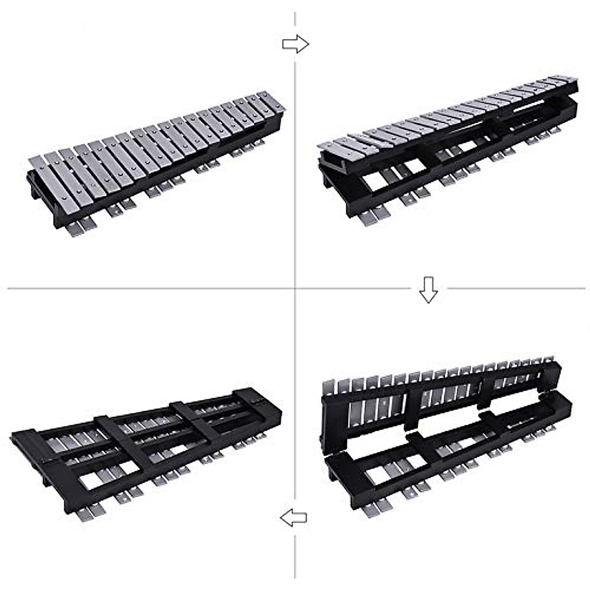 Professional Glockenspiel 30 Notes Foldable Aluminum Bars Children Educational Percussion Musical Instrument with Mallet and Carrying Bag