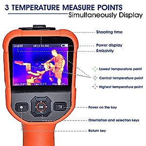 Thermal Imaging Camera, 206x156 IR (32000 Pixels) Resolution Handheld Thermal Imager, Rechargeable Infrared Camera Detector Gun w/3.5 Inch HD Screen & 6G Micro SD Card,Temper Measure Range -20°C~330°C