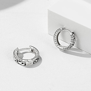 Silver Hoop Earrings for Women Vintage Celtic Knot Huggie Hoops for Couple Unisex Jewelry