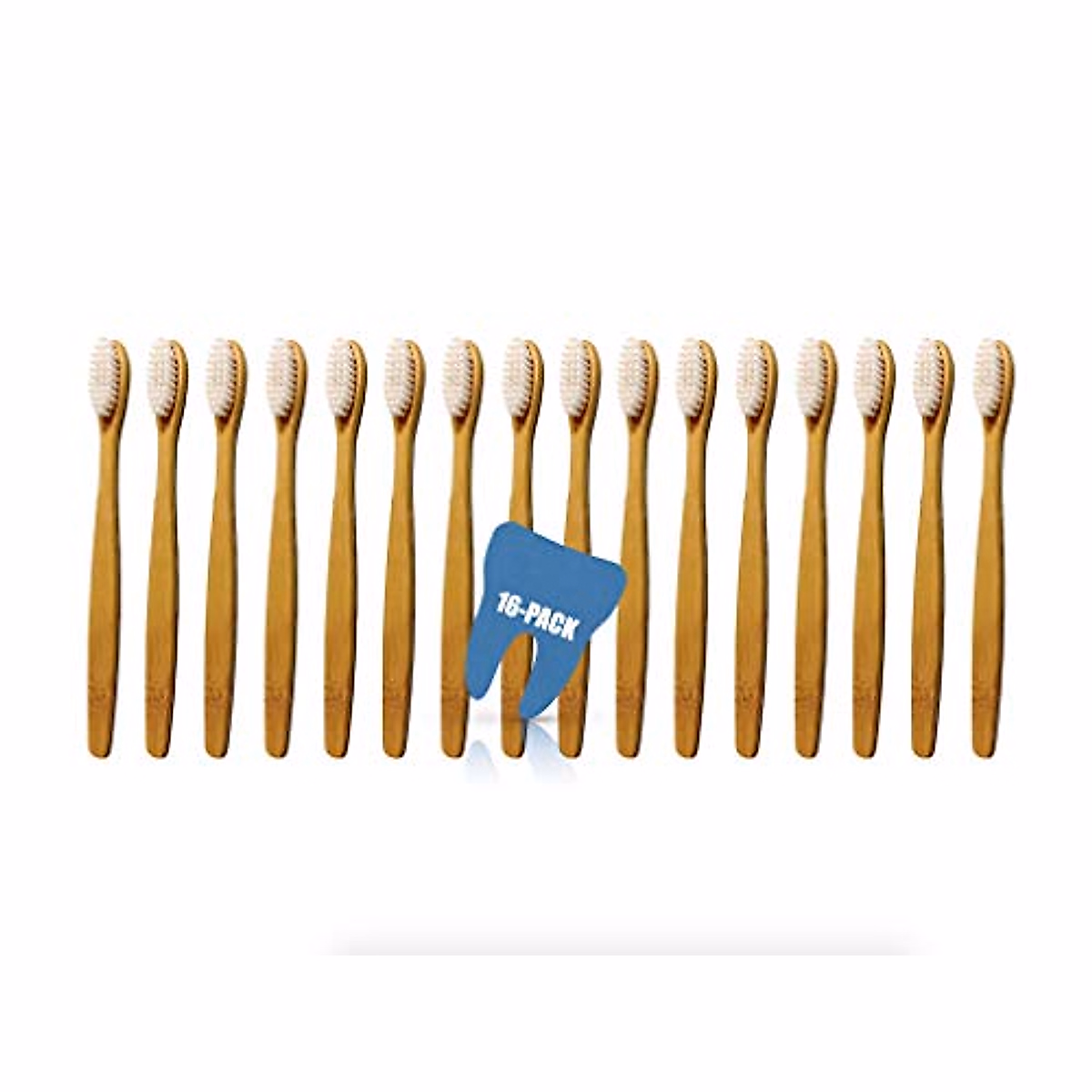 Clean Teeth. Clean Conscience. Bamboo Toothbrush - BPA Free. Organic. Eco-Friendly. Natural. Compostable. Vegan. 100% Biodegradable. (Hard Bristle: White, 16 Brushes)