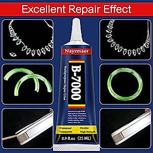 B-7000 Jewelry Glue with Precision Tip, High Flexible Craft Glue, Waterproof Rhinestone Glue for Jewelry, Craft DIY, Clothes, Shoes (25ml)