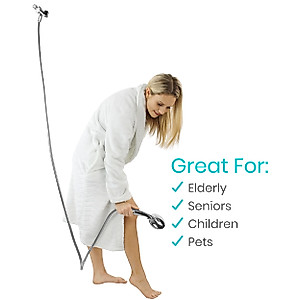 Vive Hand Held Shower Head with Long Hose - Detachable 2 in 1 Universal High Pressure Handheld Adapter - Chrome Finish with Large Waterfall Rainfall & Holder for Wall - Clean Overhead Rain Style