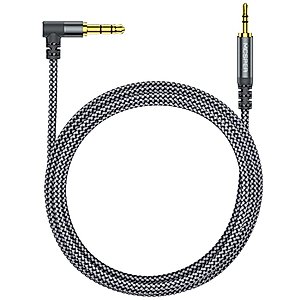 3.5mm to 2.5mm Aux Audio Cable (6.6FT), 90 Degree Right Cord Compatible with Bose 700 QuietComfort QC45 QC35II QC35 QC25 Noise Cancelling Headphones, JBL E45BT E55BT E65BTNC Bluetooth Earphone(Grey)