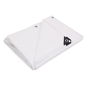 Kotap 8 x 20 Ft. Heavy-Duty Protection/Coverage Tarp, Superior Weave for Greater Longevity 8-mil, Multi-Use, Waterproof, White, 1-Pack (TRW-0820)