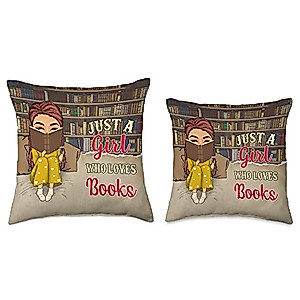 Reading Chibi Girl Just A Woman Who Loves Books Throw Pillow, 18x18, Multicolor