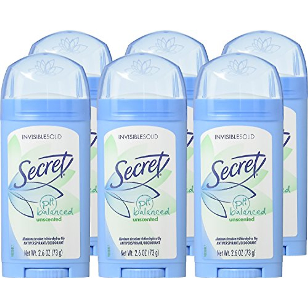 Secret Antiperspirant and Deodorant Women, Original Unscented Invisible Solid, pH Balanced, 2.6 Oz (Pack of 6)