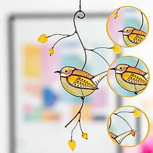 Carolina Wren Handmade Stained Glass Suncatcher Genuine Stained Glass Window Hangings Unique Indoor Ornament & Outdoor Decor