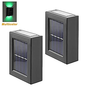 CIPACHO Solar Deck Lights,Outdoor Garden Wall Light up and Down Lamp,2 Pack LED Solar Fence Lights,Patio Decor for Post Yard Porch and Driveway,Waterproof. (Colour)