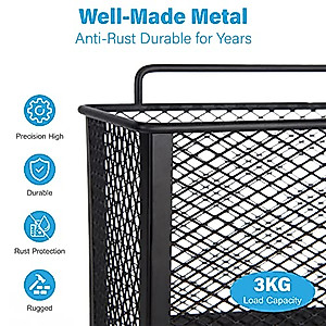Estituent 2 Pack Metal Over Cabinet Organizer Storage No Drilling Lid Organizer Slim Space Kitchen|Bathroom Pantry Door Organizer Holder Bin Multi-Use Wall Door Basket with Double Adhesive Pads