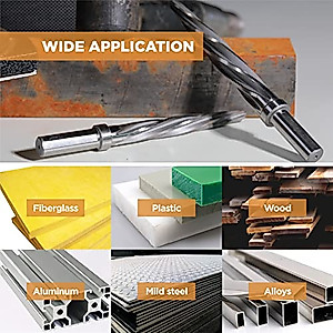 Jerax tools M2 HSS Taper Chucking Reamer 4pcs Set, 3/8", 1/2", 5/8", 3/4", Fit 3/8" or 1/2" Shank Chuck, Spiral Flute, Bridge/Construction Reamer for Steel, Alloy, Aluminum, Wood, Plastic