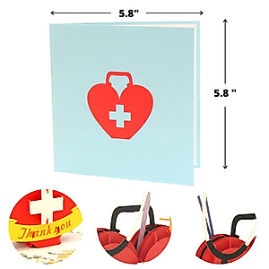 CUTE POPUP - Father's Day Card, Medical Thank You Card with Superhero Heart Design, Birthday Card, Nurse Card, Card Thinking of You, Special Surprise for Doctor, Paramedic, Healthcare Workers