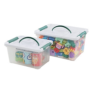 Nesmilers 14 Quarts & 7 Quarts Storage Bins with Lids, 2-pack Clear Plastic Totes Boxes