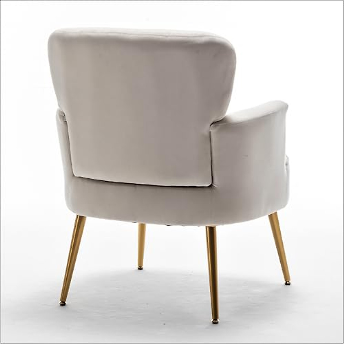 US Pride Furniture Stylish Velvet Armchair with Gold Metal Legs, Comfortable Accent Chair for Modern Living Room, Bedroom, Vanity Desk, and Entryway in Small to Mid-Size Spaces, Medium, Ivory
