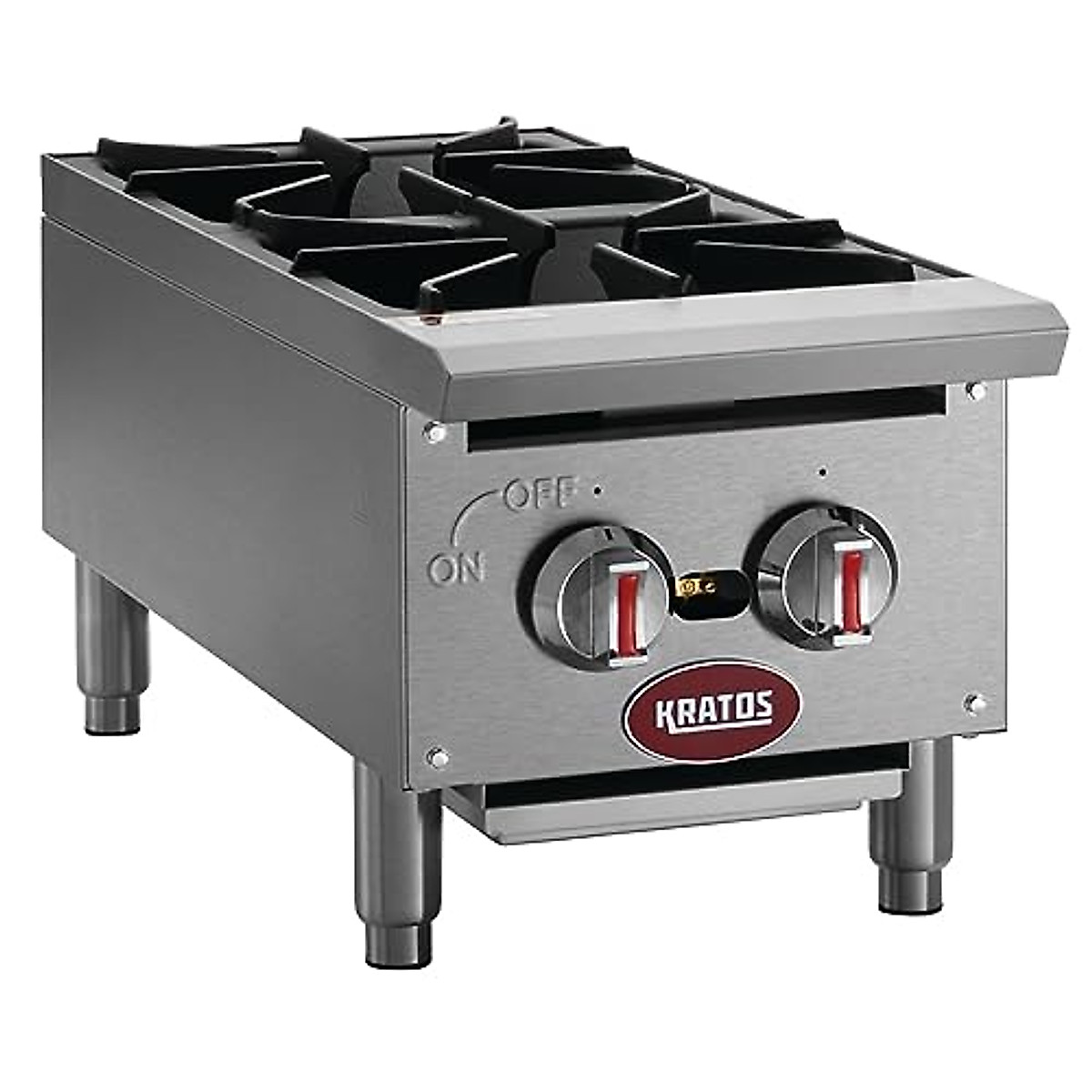 Kratos Commercial Countertop Gas Range - 2 Burners, 50,000 Total BTU, Field Convertible to Liquid Propane, 12" W (29Y-070)