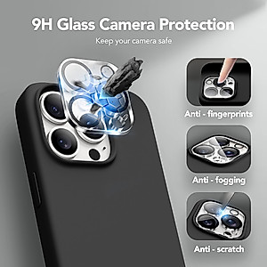 GONEZ for iPhone 14 Pro Max Case Silicone, Compatible with MagSafe, with Screen Protector + Camera Lens Protector, Liquid Silicone Shockproof Protective iPhone 14 ProMax Case 6.7", Black