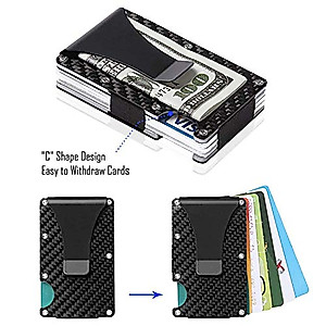 Calicob Carbon Fiber Wallet RFID Slim Minimalist Metal Elegant (Black)