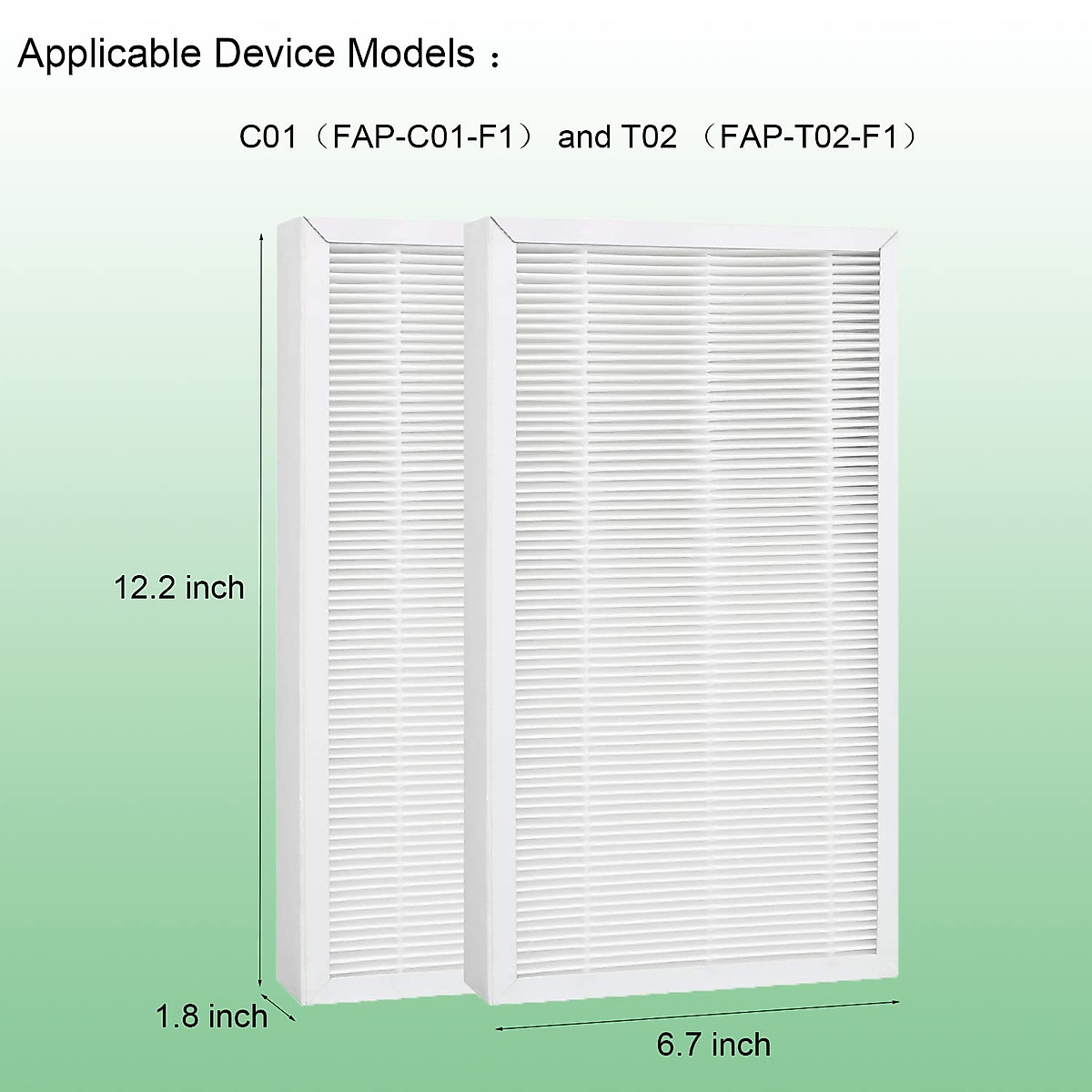 Drolma F1 Allergen Reduction Replacement Filter, Compatible with 3M Filtrete Device Models FAP-C01-F1 & FAP-T02-F1 Air Purifier, 2-Pack